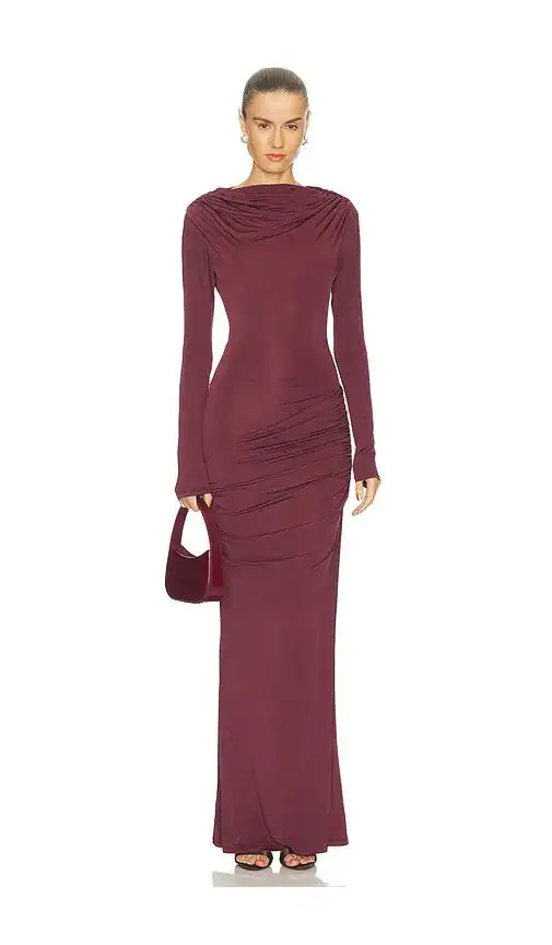 Paris Georgia Draped Jersey Dress - Oxblood