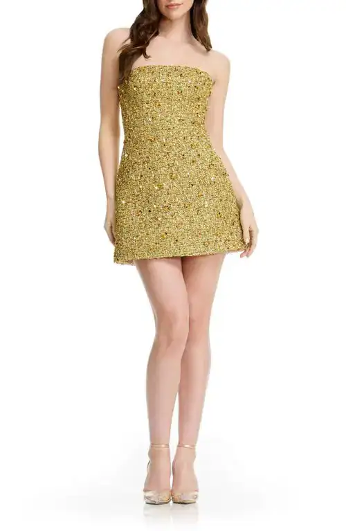 green emerald velvet dress Dress The Population Tanya Beaded Fringe Gown main image 1