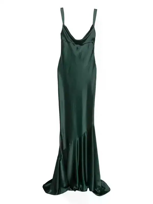 emerald green cowl neck slip dress SilkSilky Women's Silk Cowl Neck Midi Slip Dress, Green / S(6) main image 1