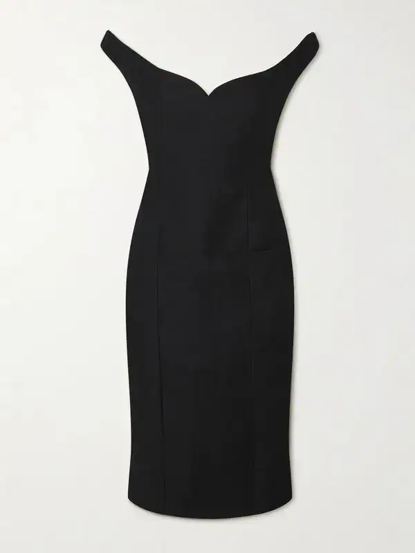 Calvin Klein Collection Anita Off-the-shoulder Wool-blend Dress - Women - Black Dresses - XXS