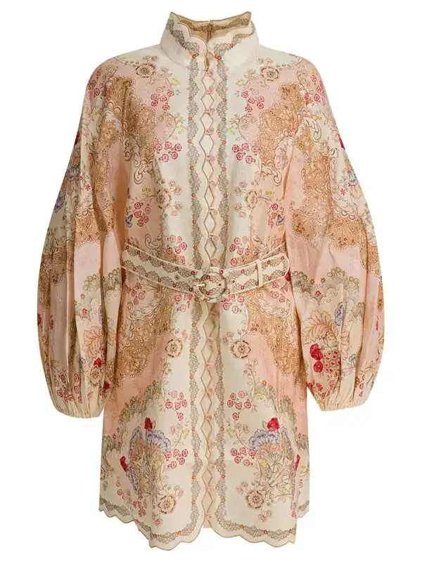 zimmermann pink linen dress Zimmermann Daylight Belted Linen Mini Dress - Pink - 31% Off