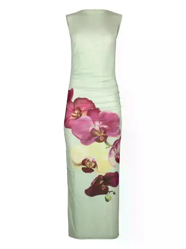knee length dresses for ladies Aydin Cami Midi Dress - Zinnia Floral Print Sleeveless Day Dress