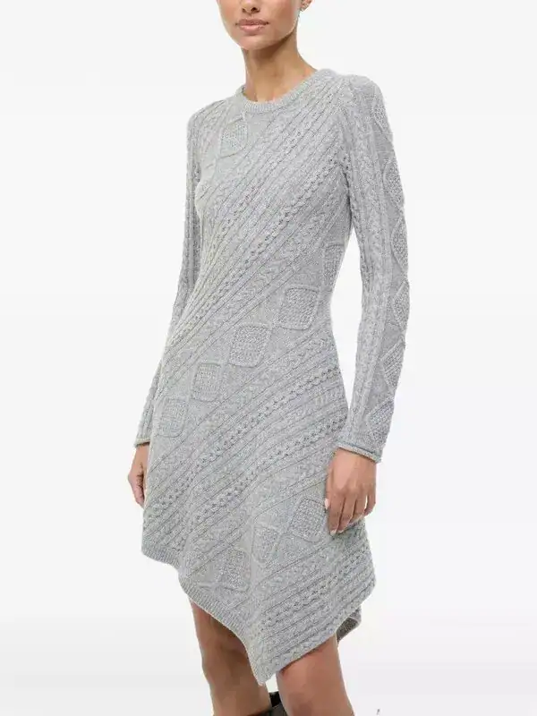 Staud Cable-Knit Mini Sweater Dress - Grey | Editorialist