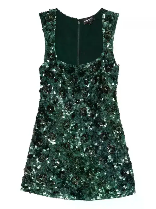 Retrofete Sadlyn Sequin-Embellished Floral Mini Dress - Green | Editorialist