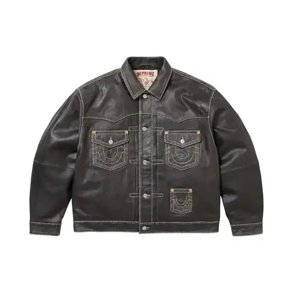 Supreme X True Religion Leather Trucker Jacket - Black | Editorialist