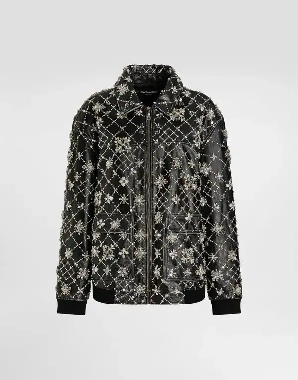 Dolce & Gabbana Vintage Leather Jacket With Embroidery