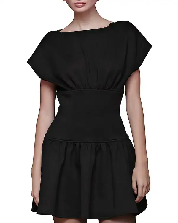 boat neck drop waist mini dress Maelis White Cotton Eyelet Drop Waist Midi Dress