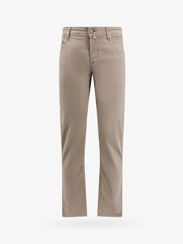 Jacob Cohen Cotton Slim Trouser With Back Logo Patch - Beige | Editorialist