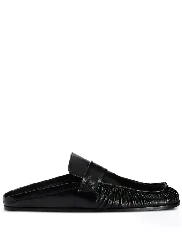 靴 JIL SANDER 24ss leather mule Jil Sander Wrinkled-Detail Leather Mules - Black | Editorialist