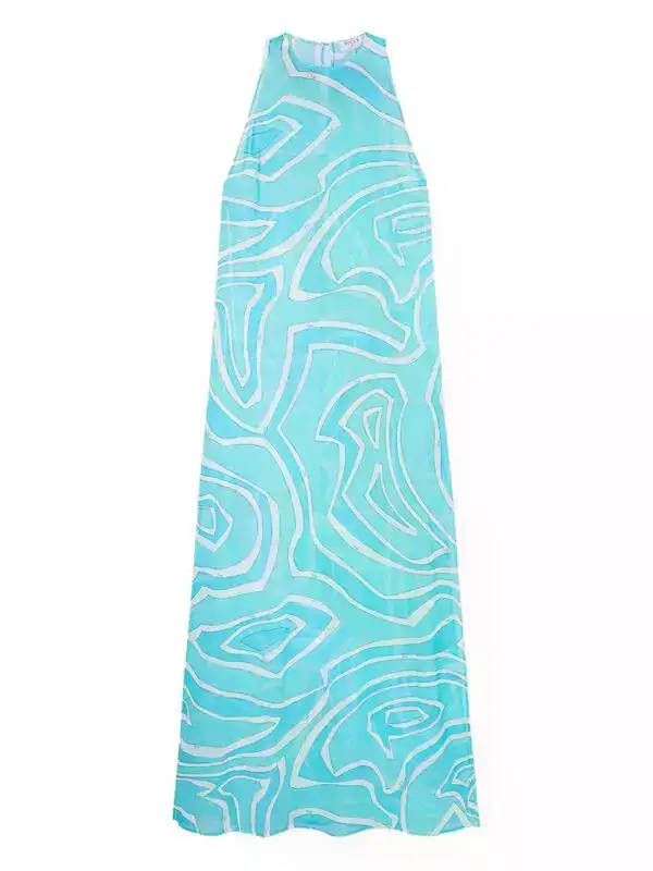 Emilio Pucci Labirinto-Print Long Dress - Blue | Editorialist