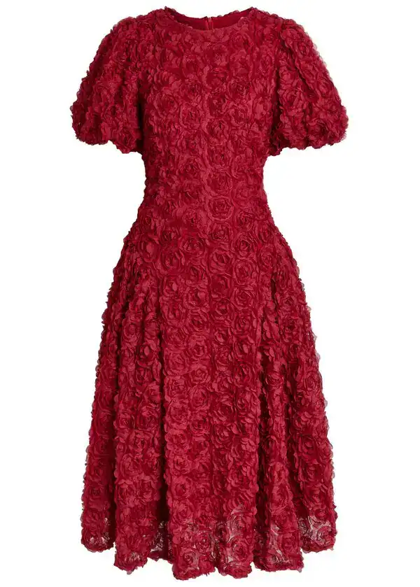 Sister Jane Floral-AppliquD Tulle Midi Dress In Red | Editorialist