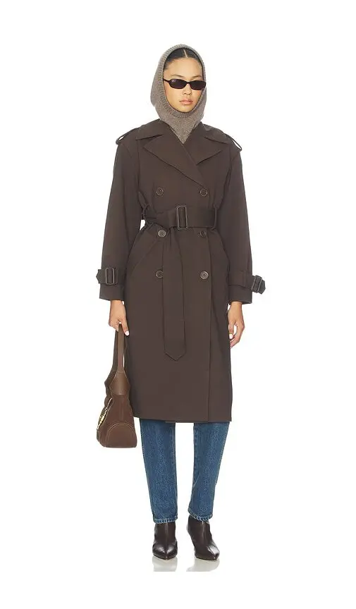 Susana Monaco Double Knit Trench Coat In Chocolate - Java | Editorialist