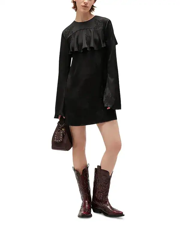ganni black jacquard mini dress Ganni Botanical Jacquard Mini Dress main image 0