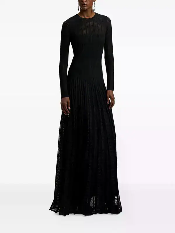 Ralph Lauren Ribbed Pleated Maxi Dress - Black | Editorialist