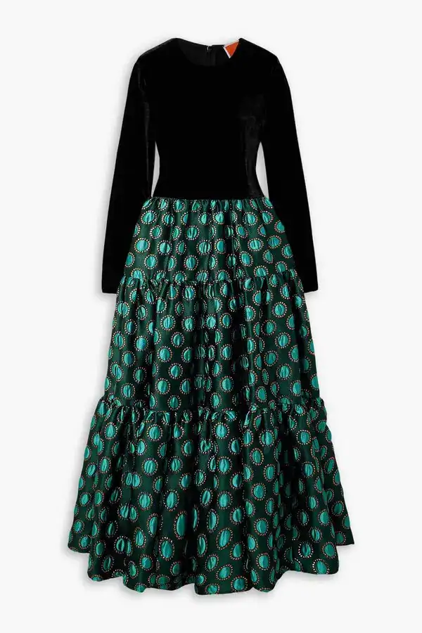 La DoubleJ Women's Big Dress - Jacquard Winter Sun Emerald - Size XL