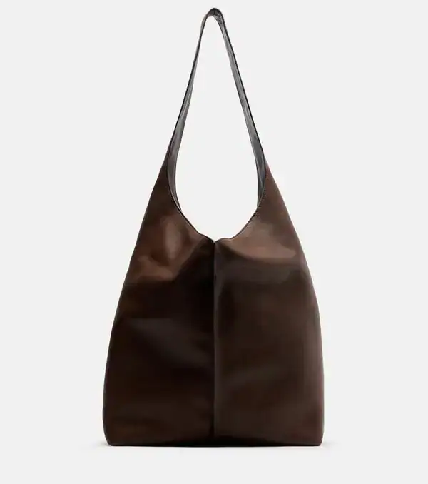 The Row Bindle Three Textured-Leather Shoulder Bag - Brown