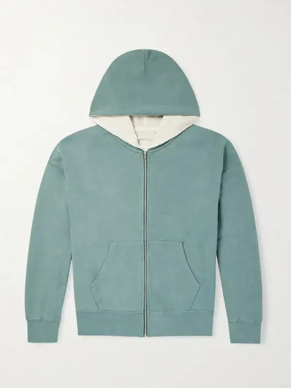Visvim Jumbo Cotton-Jersey Zip-Up Hoodie - Green | Editorialist