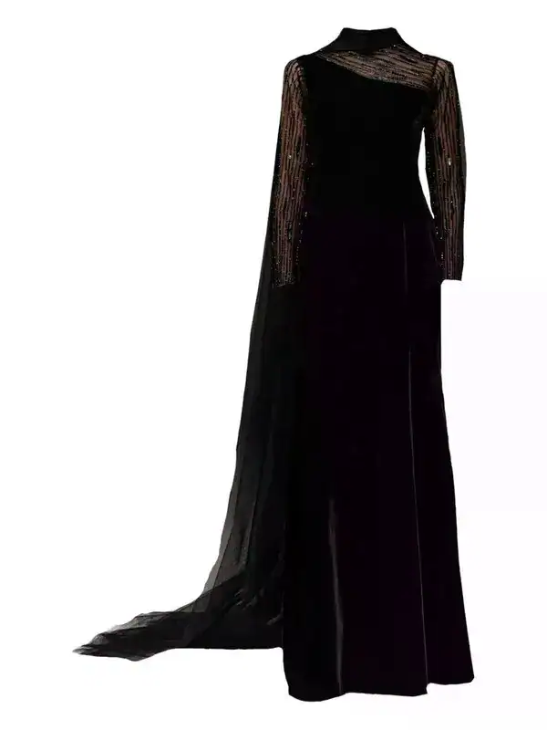 chinese dress ladies Crystal-embellished Velvet Maxi Dress 46 (FR) / Black main image 0