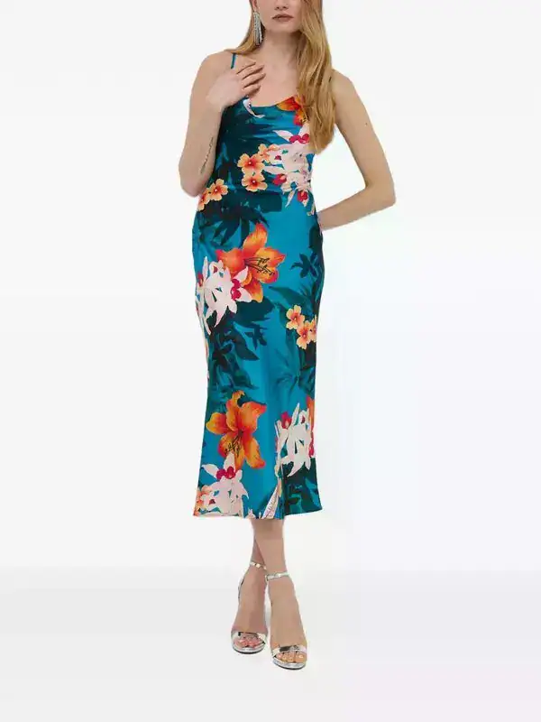 guess blue floral dress Guess Gilda Smocked Dress – BK's Brand Name Clothing main image 0