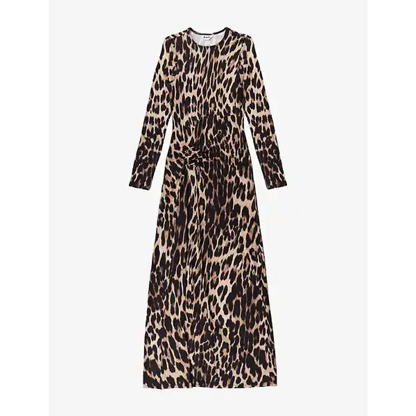 Ro&Zo Leopard-Print Stretch-Jersey Midi Dress - Brown