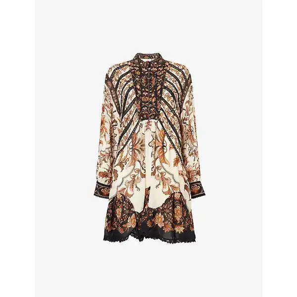 Farm Rio Majestic Garden Lace Mini Dress Colour : Cream, Size : Medium