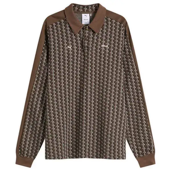 Puma X Jjjjound T7 Long Sleeve Polo - Chocolate | Editorialist
