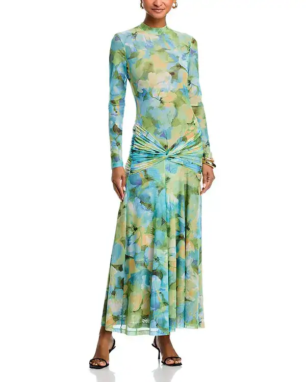 Bardot Lea Floral Mesh Dress - Green Floral - 20% Off | Editorialist