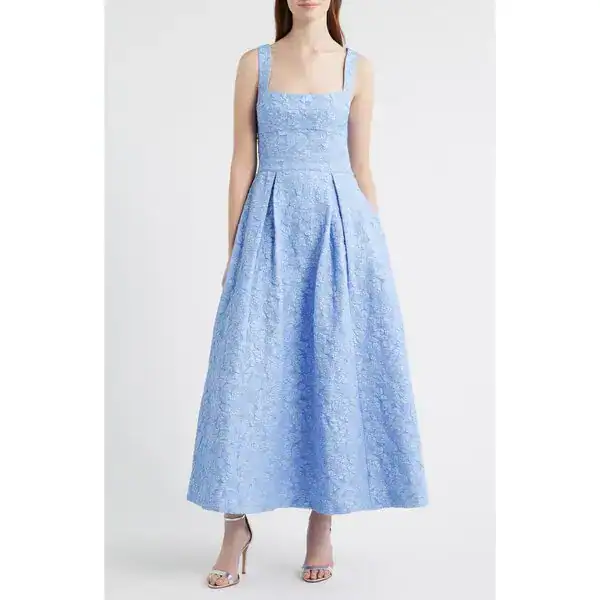 Chelsea28 Floral Jacquard Gown In Blue Escape - 25% Off | Editorialist