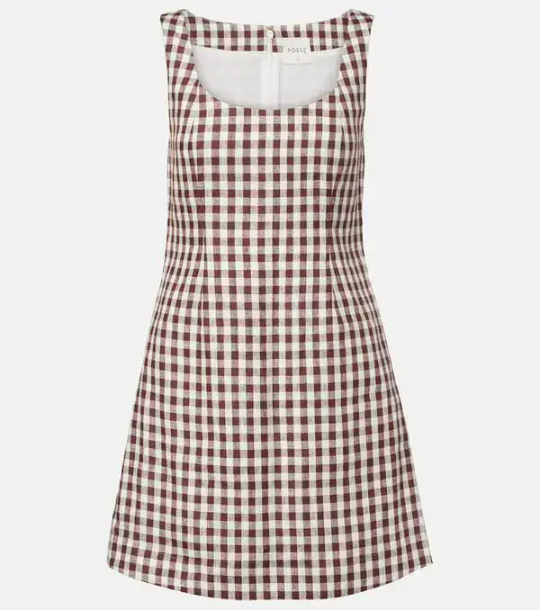Posse Sadie Gingham Linen Minidress - Brown | Editorialist