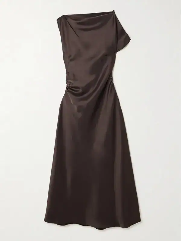 dark brown satin maxi dress Ellianna Maxi Dress in Dark Brown main image 1