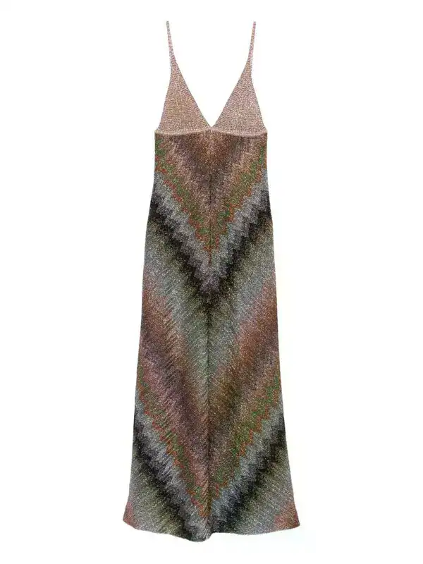 Missoni V-Neck Chevron Maxi Dress - Brown | Editorialist