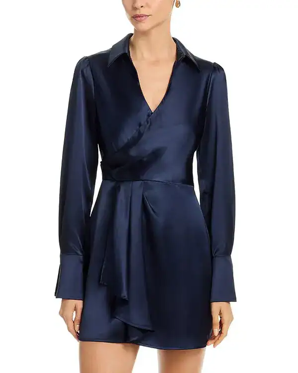 knee length dresses for ladies Faithfull The Brand Lova Navy Stripe Cotton Wrap Mini Dress main image 1