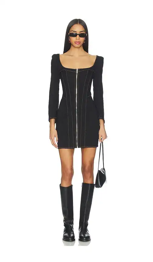 Understated Leather Revenge Dress - Black Denim | Editorialist