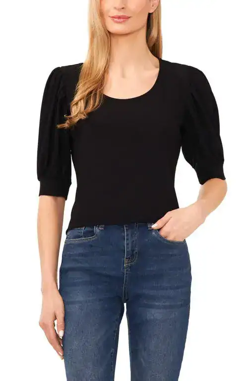 Cece Dupraz Puff Sleeve Sweater - Rich Black | Editorialist