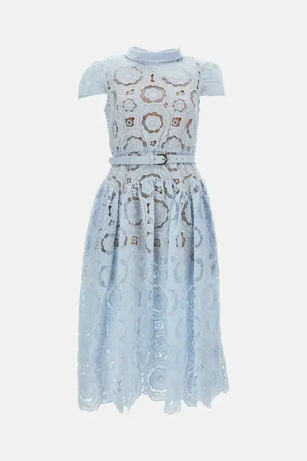 Self-Portrait Floral Lace Midi Dress Blue 12