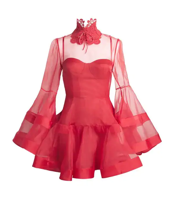 sachin and babi light blue dress Zimmermann Rebellion Lantern Mini Dress | Red