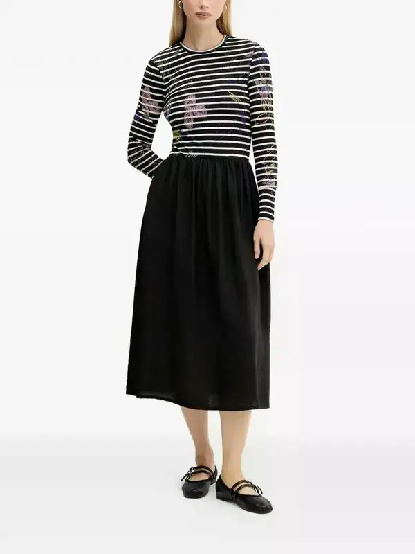 Buy Desigual Striped Floral Print Midi Dress - Black At 15% Off |  Editorialist