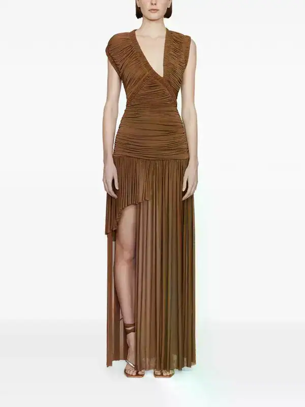 Christopher Esber Theron Draped Maxi Dress - Brown | Editorialist