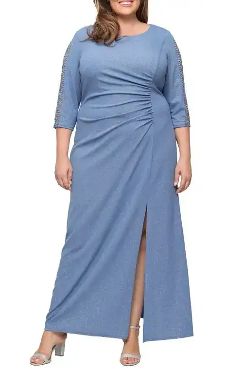 slim fit dress slacks SL Fashions 619435M Plus Size Ombre Long Formal Gown – The Dress Outlet main image 1
