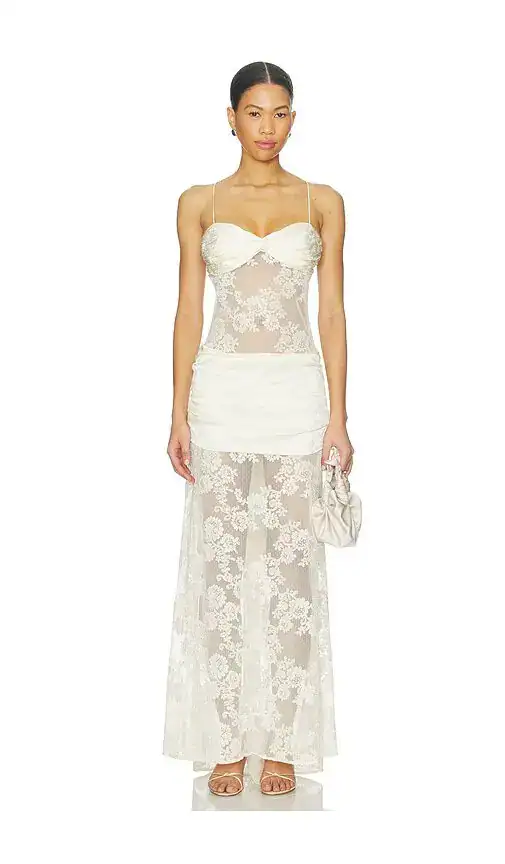 Buy For Love & Lemons Corded Lace Silk Jacquard Maxi Dress - Cream At 12%  Off | Editorialist