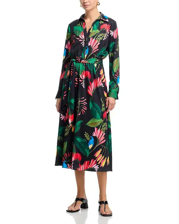 T Tahari Half Placket Faux Wrap Maxi Dress