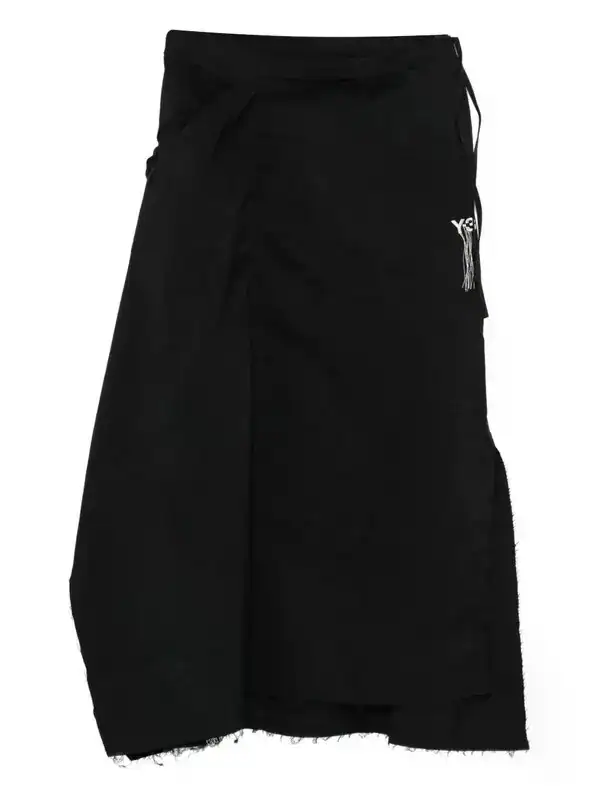 Y3 Logo-Embroidered Midi Skirt - Black | Editorialist