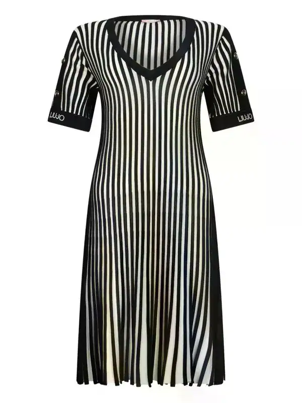 Liu Jo Ribbed-knit Striped Dress - Black