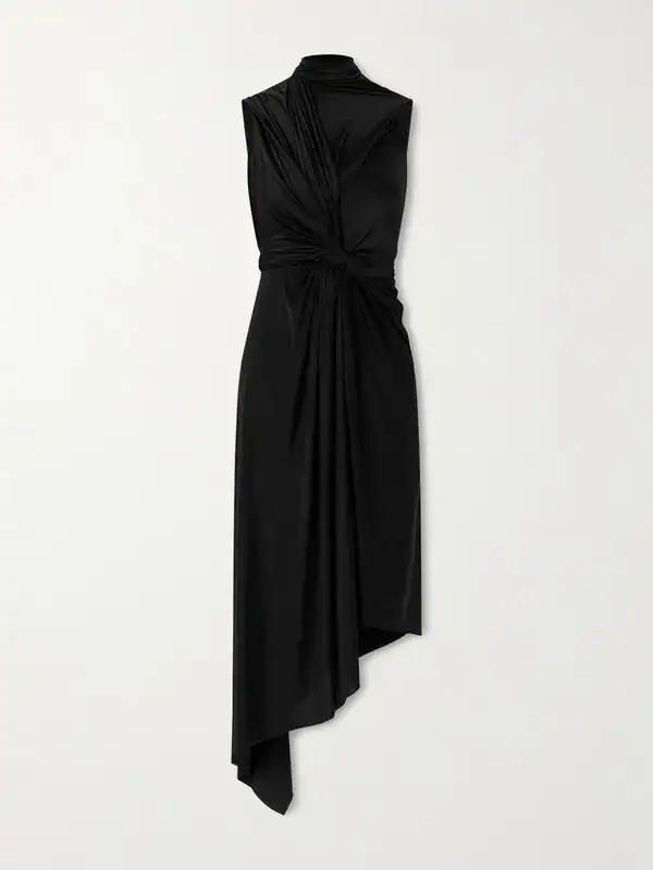 Balenciaga Asymmetrical Midi Dress - Black
