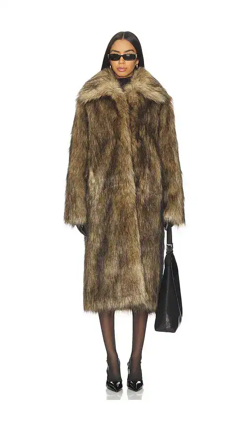 Superdown Carmela Faux Fur Coat - Brown | Editorialist