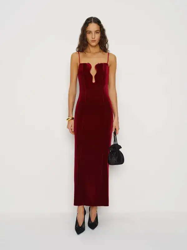 Reformation Isa Knit Midi Dress - Red | Editorialist
