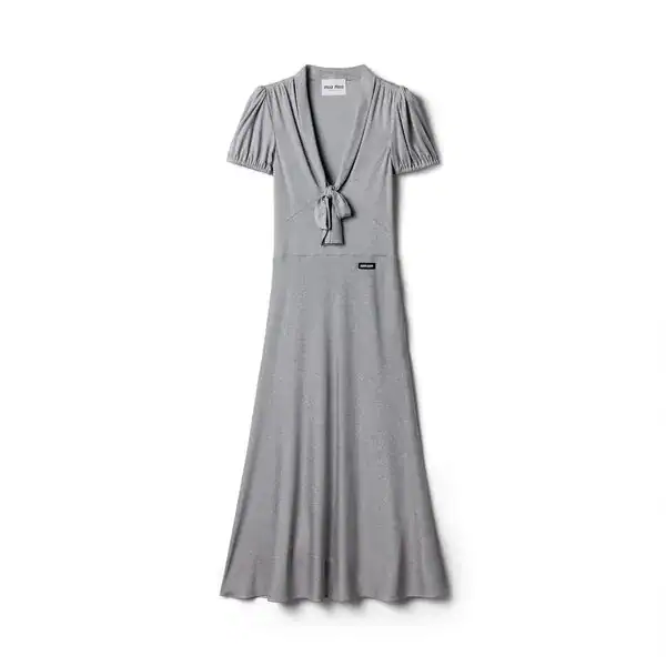 grey jersey wrap dress Tigress Glacier Grey Organic Dress I Long Sleeve Wrap Dress M