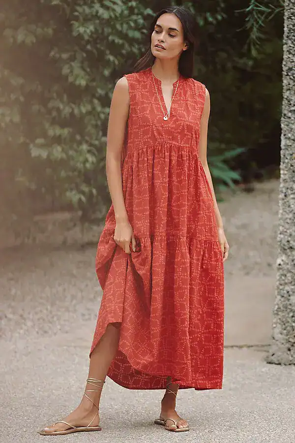 Celandine The Kallie Sleeveless Flowy Midi Dress - Red Batik - 30% Off |  Editorialist