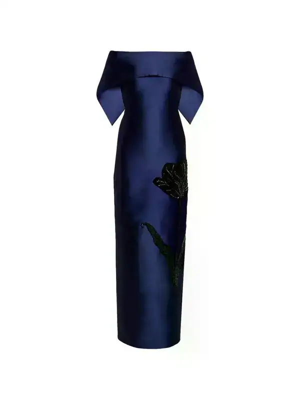 Erdem Embellished Off-The-Shoulder Maxi Dress - Blue | Editorialist