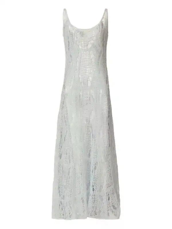 Fabiana Filippi Openwork Knit Maxi Dress - Blue